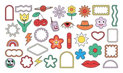Premium Vector Retro Sticker Groovy Hand Drawn S Hippie Stickers
