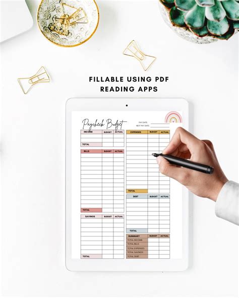 Paycheck Budget Overview Template Printable Paycheck Budget Etsy UK