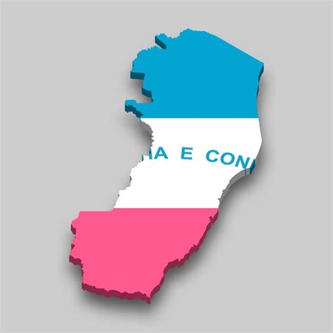 Mapa isométrico 3d de espirito santo con bandera Vector Premium