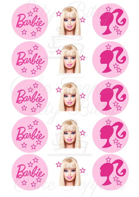 Barbie Themed Edible Cupcake Pre Cut Cookie Toppers Etsy