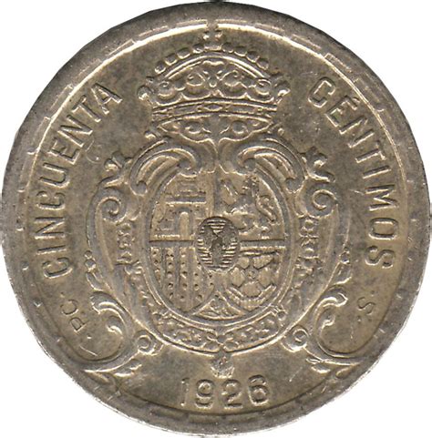 50 Centimos Alfonso XIII 6th portrait España Numista