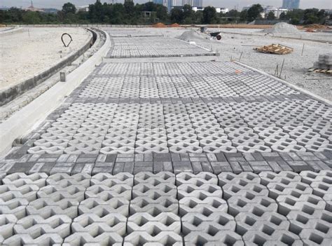 Concrete Interlocking Pavers And Material Under Construction At The