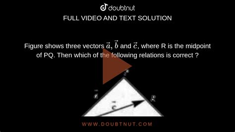 figure shows three vectors vec a vec b and vec c where r is the midpoint of pq then which