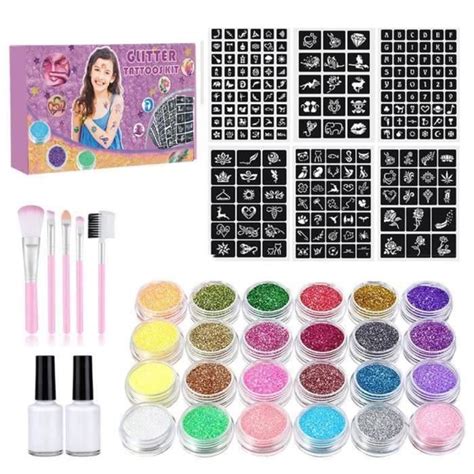 Kit Tatouage Paillettes Enfant Tatouage Paillette Enfant 𝟒𝟖 Couleurs