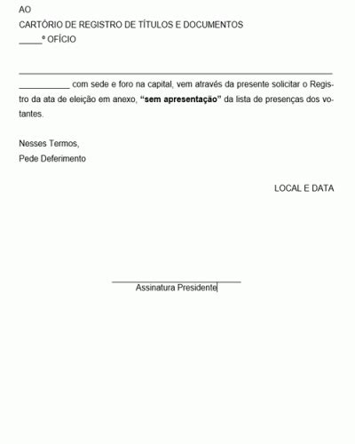 Modelo De Requerimento Para Registro De Ata De Elei O Sem Lista