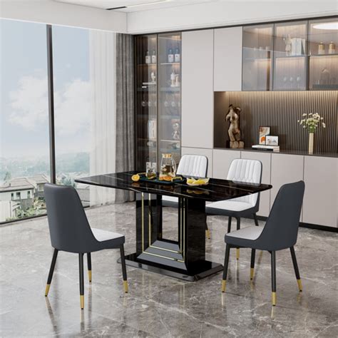 Mercer41 Sorel 5 Piece Faux Marble Top Pedestal Dining Set Wayfair