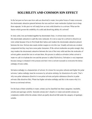 Fillable Online SOLUBILITY AND COMMON ION EFFECT Fax Email Print
