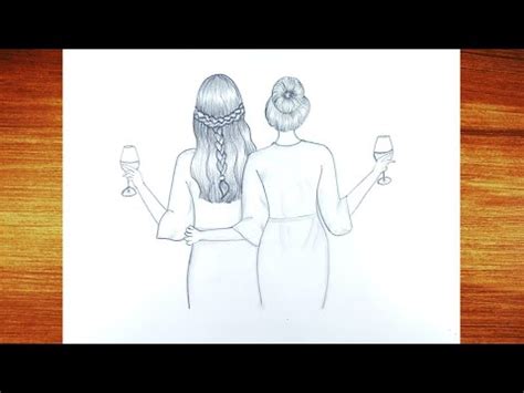 How To Draw Two Best Friends Best Friends Drawing Easy Girl Best