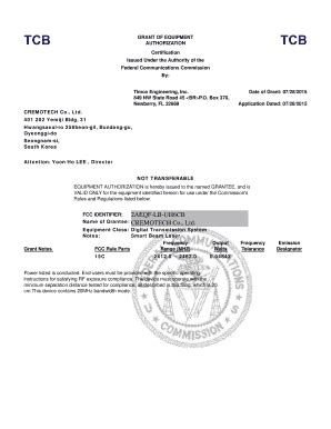 Fillable Online FCC OET TCB Form 731 Grant Of Equipment Authorization