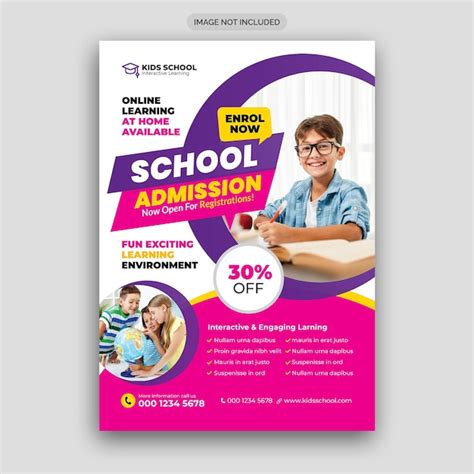 Plantilla de volante de admisión a educación escolar psd Vector Premium