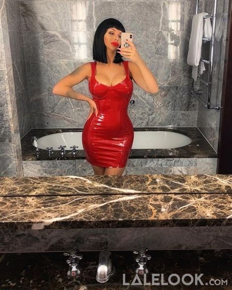 Red PVC Mini Dress Shiny Fashion LALE LOOK