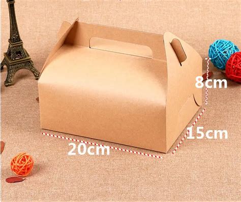 Aliexpress Buy 20 15 8cm Large Kraft Paper Cake Box With Handle