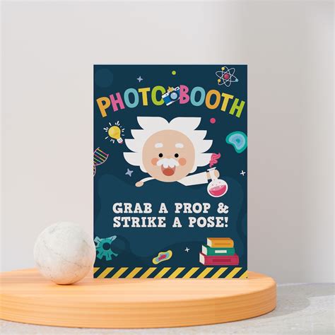 Science Party Photo Props Photo Booth Sign Editable Printable