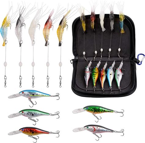 OROOTL 10pcs Fishing Lures Bass Kit Spinner Bait Lures With Portable