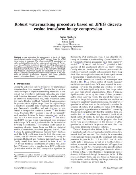 pdf robust watermarking procedure based on jpeg discrete cosine transform image compression