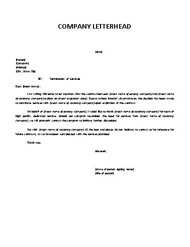 Sample Termination Of Services Letter Template Approveme