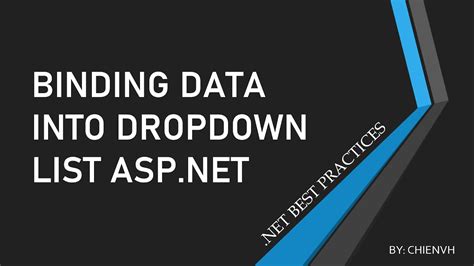 binding data into dropdownlist asp c best practices youtube