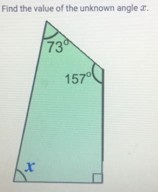 Solved Find The Value Of The Unknown Angle X Geometry