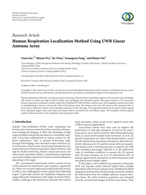 pdf human respiration localization method using uwb linear antenna array