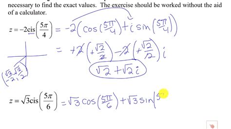 trig converting a complex number from polar to rectangular form youtube