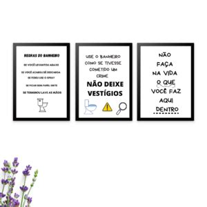 Kit 3 Quadros Decorativos Banheiro Não Deixe Vestígios Leroy Merlin