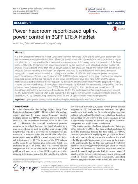 pdf power headroom report based uplink power control in 3gpp lte a hetnet