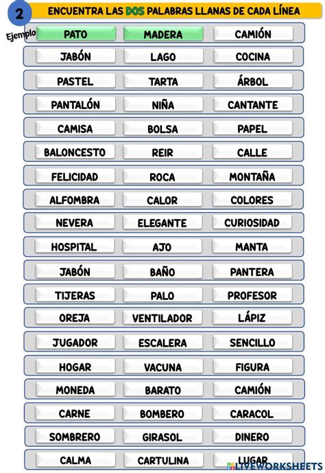 Ejercicio Online De Las Palabras Llanas Spanish Reading Spanish