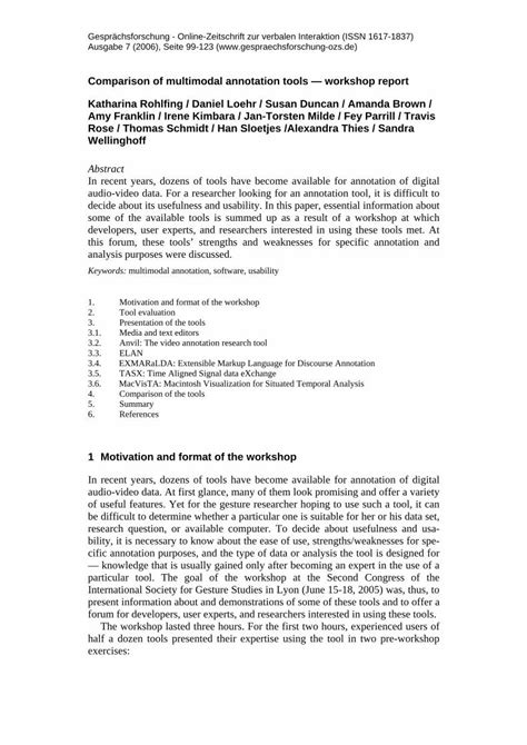 pdf comparison of multimodal annotation tools — … · comparison of multimodal annotation tools