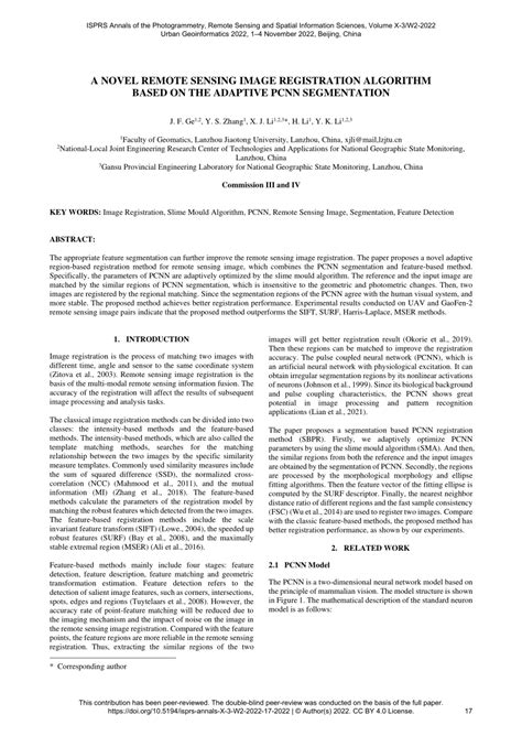pdf a novel remote sensing image registration algorithm based on the adaptive pcnn segmentation
