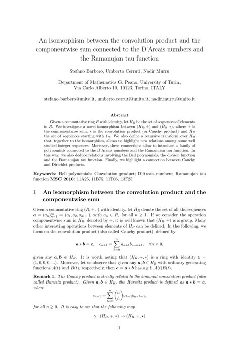 pdf an isomorphism between the convolution product and the componentwise sum connected to the