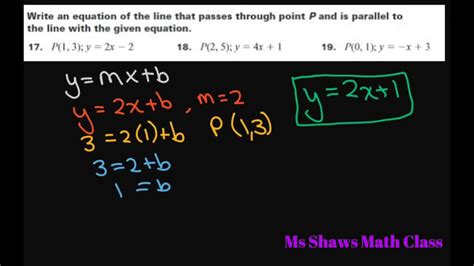 write equation of line that passes through point p and is parallel to line with given equation
