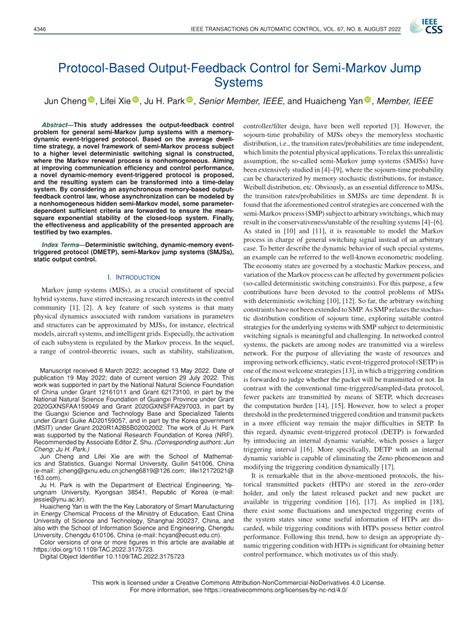 pdf protocol based output feedback control for semi markov jump systems