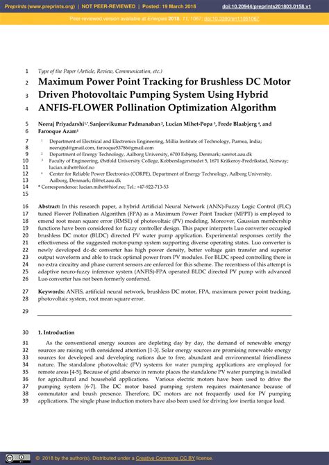 pdf maximum power point tracking for brushless dc motor driven photovoltaic pumping system
