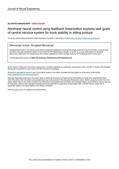 pdf nonlinear neural control using feedback linearization explains task goals of central