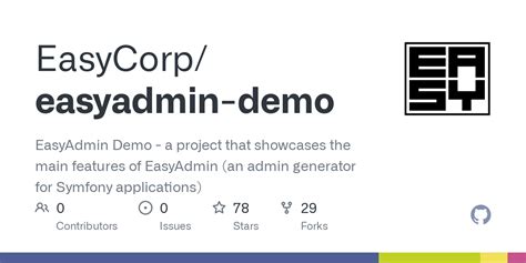 GitHub EasyCorp Easyadmin Demo EasyAdmin Demo A Project That