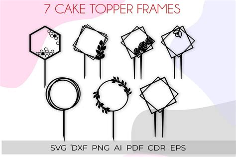Cake Topper Frame Svg Frames Bundle Svg Gráfico por dianalovesdesign