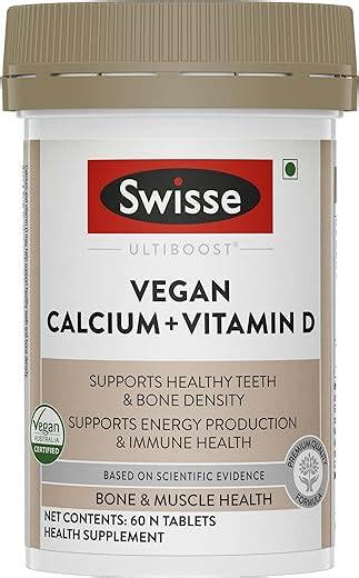 Swisse Vegan Calcium Vitamin D3 For Stronger Bones Teeth Muscles