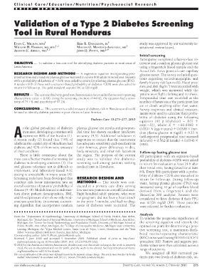 Fillable Online Care Diabetesjournals Validation Of A Type 2 Diabetes