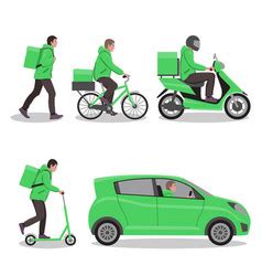Delivery Courier Truck Car Deliver Flat Cartoon Vector Image