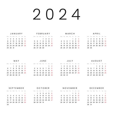 Full Month 2024 Calendar In Simple Style 2024 Calendar 2024 Kalender 2024 Png And Vector With