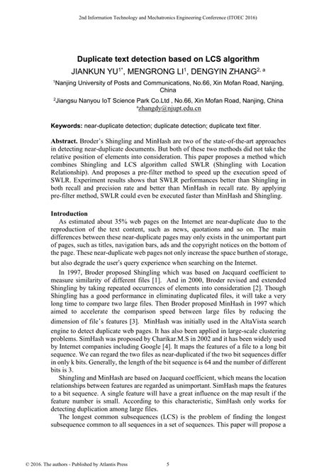 pdf duplicate text detection based on lcs algorithm