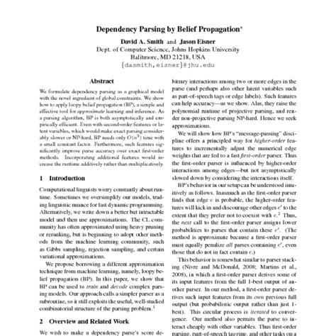 dependency parsing by belief propagation acl anthology
