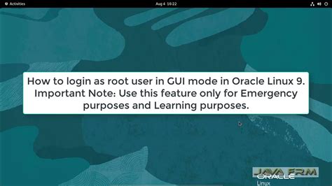 How To Login As A Root User In Gui Mode On Oracle Linux Youtube