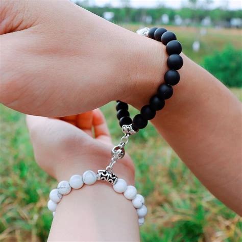 Pcs Set Magnet Bracelet Couple Vintage Matching Braslet Stone Distance