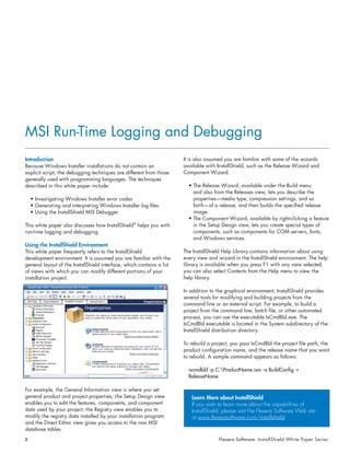 MSI Run Time Logging And Debugging PDF
