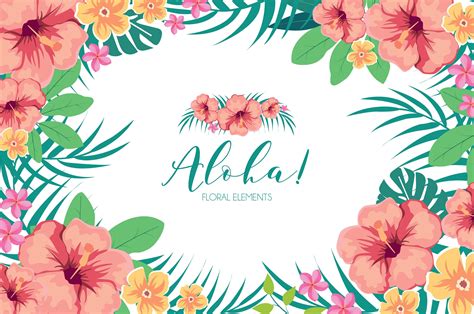 Tropical Hawaiian Flowers Clipart By CutePaperStudio On Creativemarket