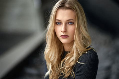 Woman Girl Blonde Blue Eyes Depth Of Field Wallpaper Resolution