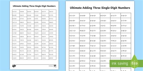 Single Digit Addition Adding Single Digits Worksheet