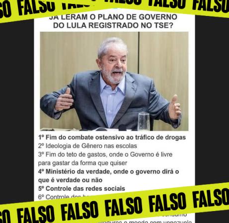 Texto viral nove propostas de Lula traz informações falsas sobre