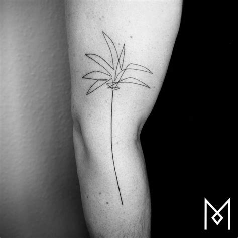 One Line Abstract Palm Tree Tattoo Located On The Arm